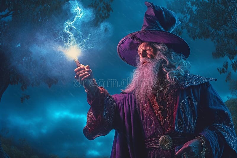 Wizzard Doing Magic. Illustration of a Wizard Immersed in the Act of ...