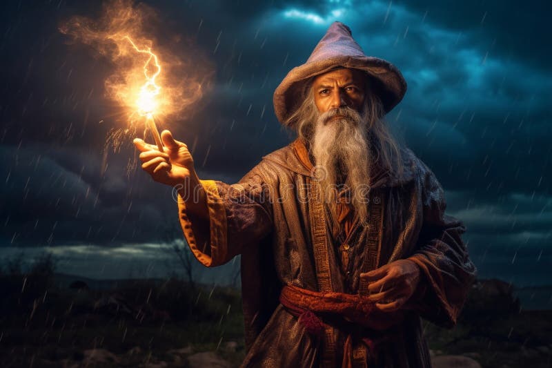 Wizzard Doing Magic. Illustration of a Wizard Immersed in the Act of ...