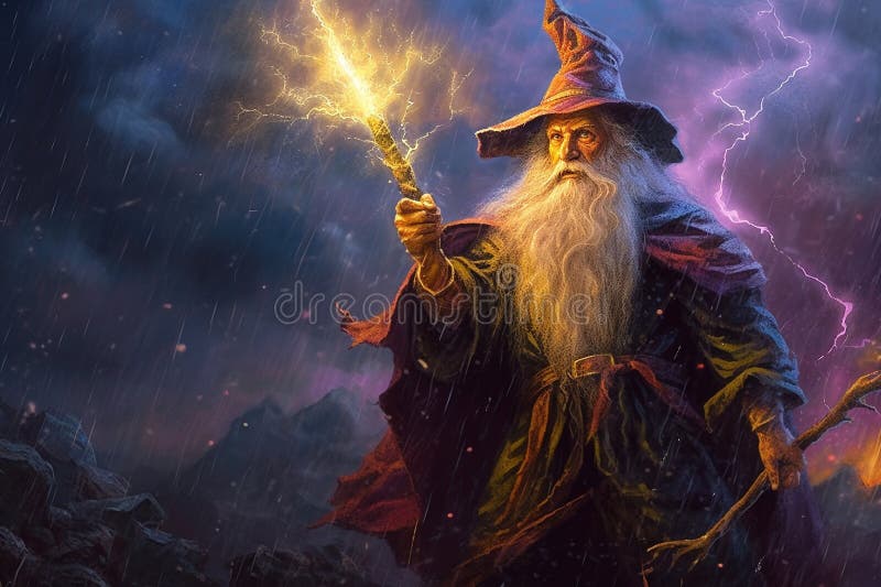 Wizzard Doing Magic. Illustration of a Wizard Immersed in the Act of ...
