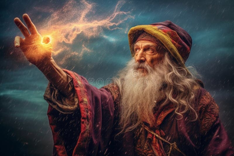 Wizzard Doing Magic. Illustration of a Wizard Immersed in the Act of ...