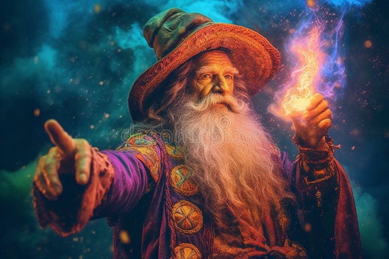 Wizzard Doing Magic. Illustration of a Wizard Immersed in the Act of ...