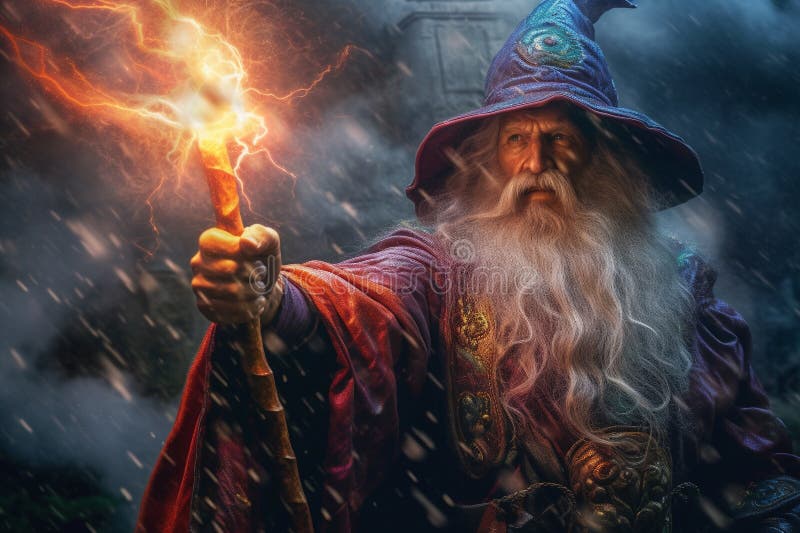 Wizzard Doing Magic. Illustration of a Wizard Immersed in the Act of ...