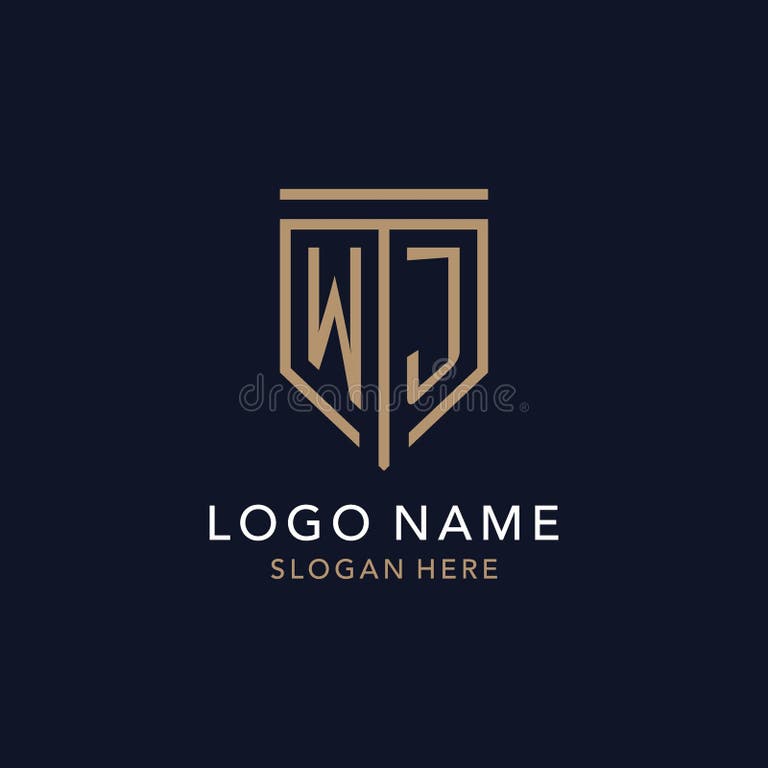 WJ Initial Logo Monogram with Simple Luxury Shield Icon Design Stock ...