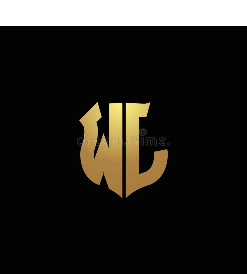 WJ Logo Monogram with Gold Colors and Shield Shape Design Template ...