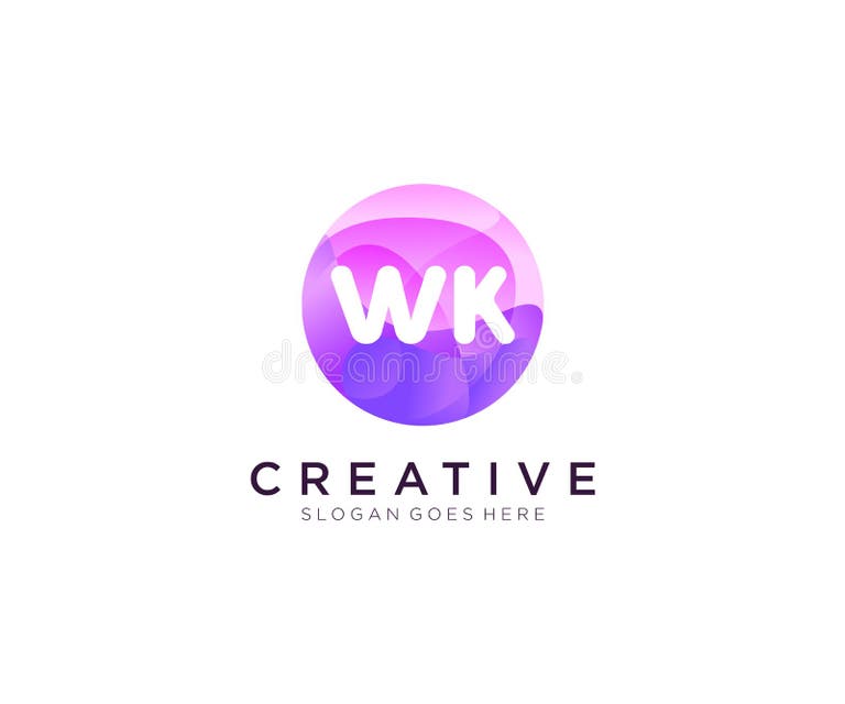 WK Initial Logo with Colorful Circle Template Vector Stock Vector ...