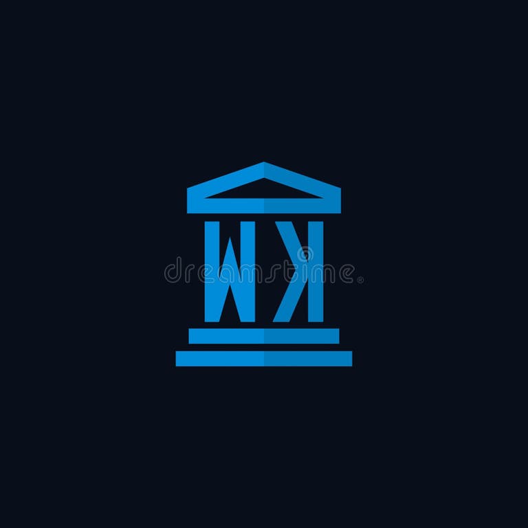 WK Initial Logo Monogram with Simple Courthouse Building Icon Design ...