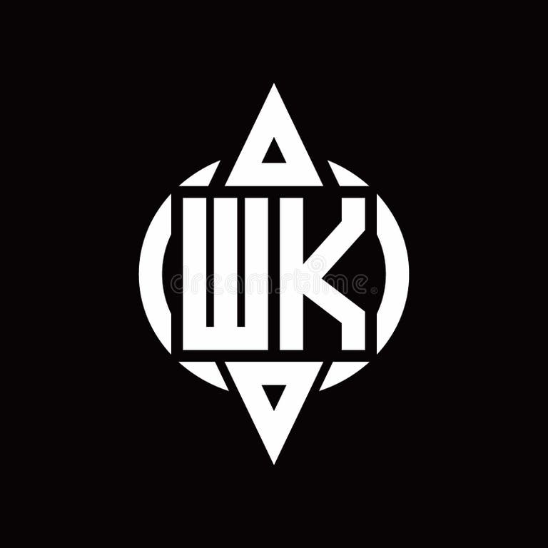 WK Logo with Circle Rounded Combine Triangle Top and Bottom Side Design ...