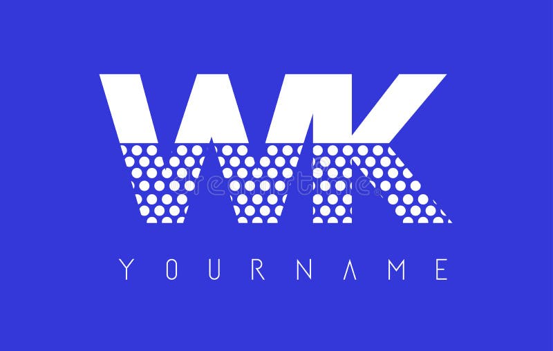 WK W K Dotted Letter Logo Design with Blue Background. Stock Vector ...