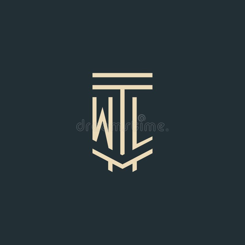 WL Initial Monogram with Simple Line Art Pillar Logo Designs Stock ...