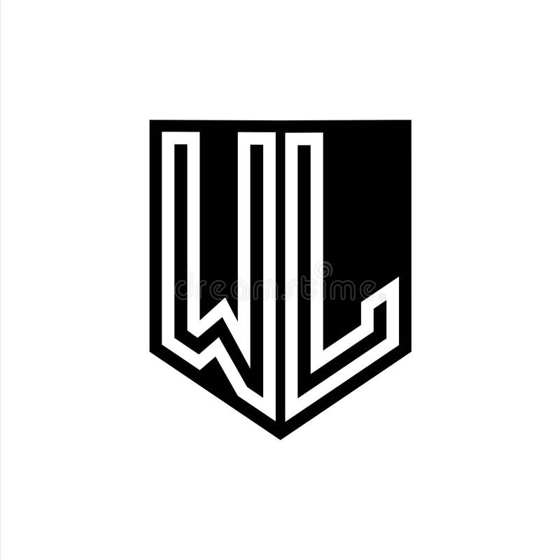 WL Logo Monogram Shield Geometric White Line Inside Black Shield Color ...