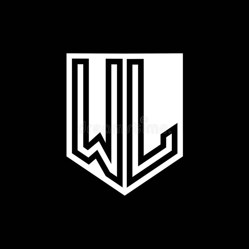WL Logo Monogram Shield Geometric Black Line Inside White Shield Color ...