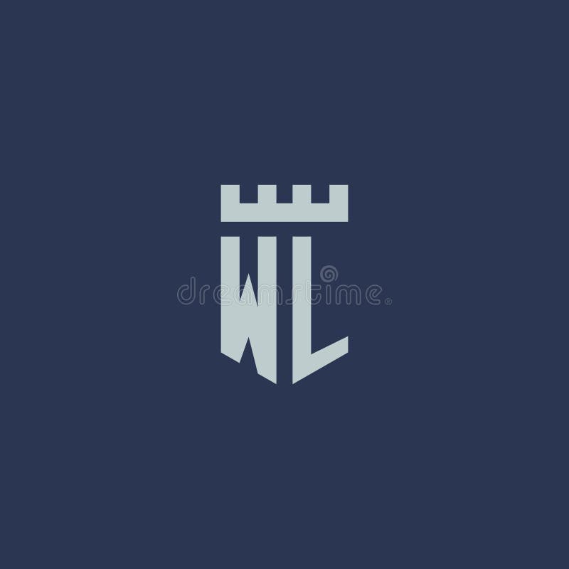 WL Logo Monogram with Fortress Castle and Shield Style Design Stock ...