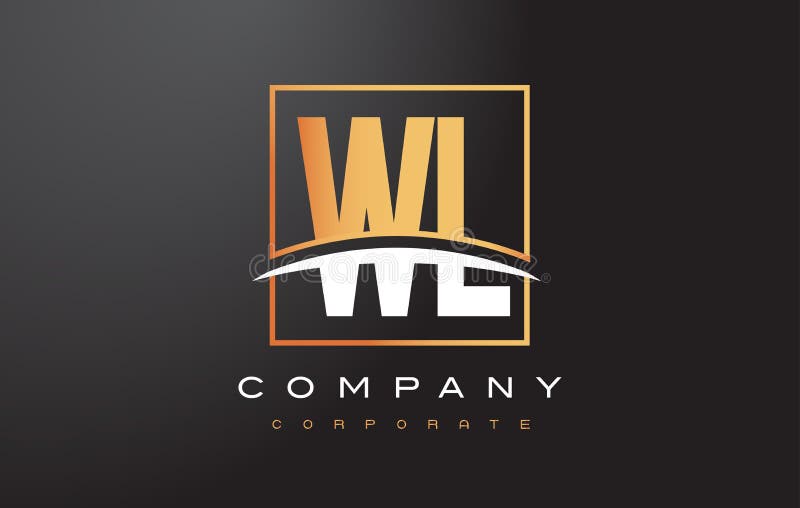 WL W L Golden Letter Logo Design with Gold Square and Swoosh. Stock ...