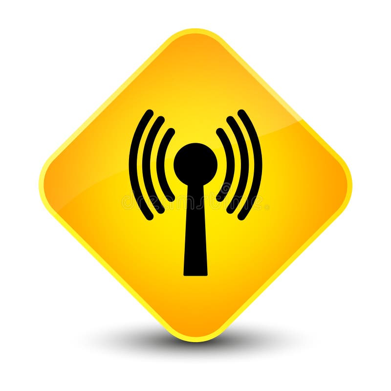 Wlan Network Icon Elegant Yellow Diamond Button Stock Illustration ...