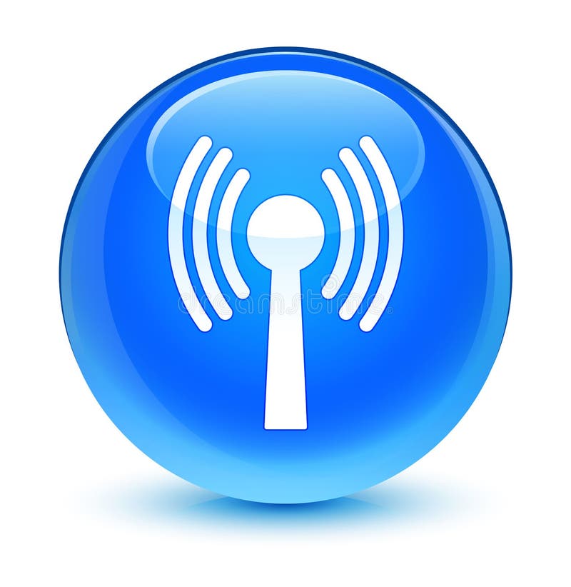 Wlan Network Icon Glassy Cyan Blue Round Button Stock Illustration ...
