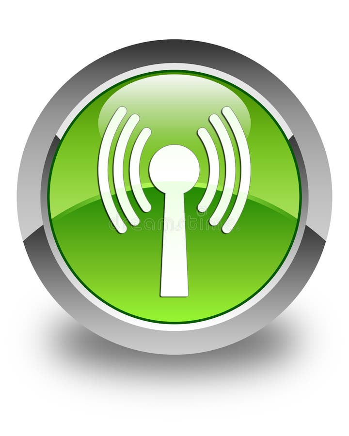Wlan Network Icon Glossy Green Round Button Stock Illustration ...