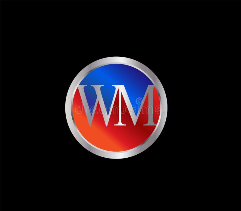 WM Initial Circle Shape Silver Red Blue Color Later Logo Desig Stock ...