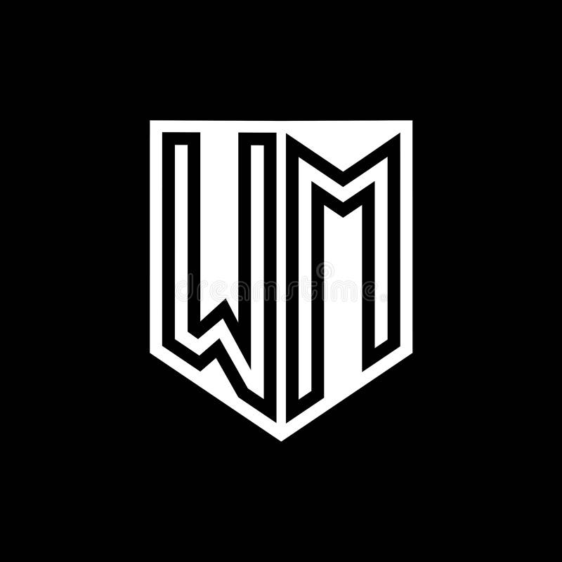 WM Logo Monogram Shield Geometric Black Line Inside White Shield Color ...