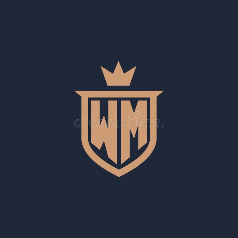 WM Monogram Initial Logo with Shield and Crown Style Stock Vector ...