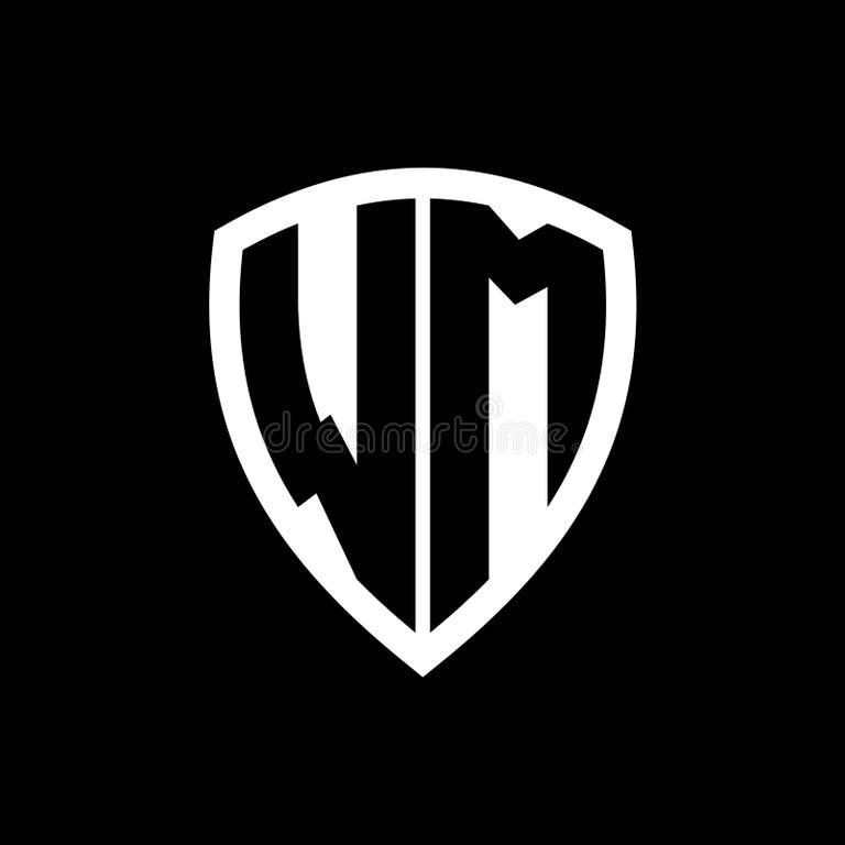 WM Monogram Logo with Bold Letters Shield Shape with Black and White ...