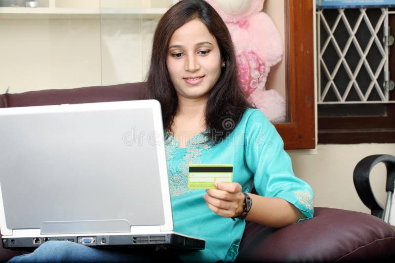 Wman Shopping Online from Home Stock Photo - Image of payment, consumer ...