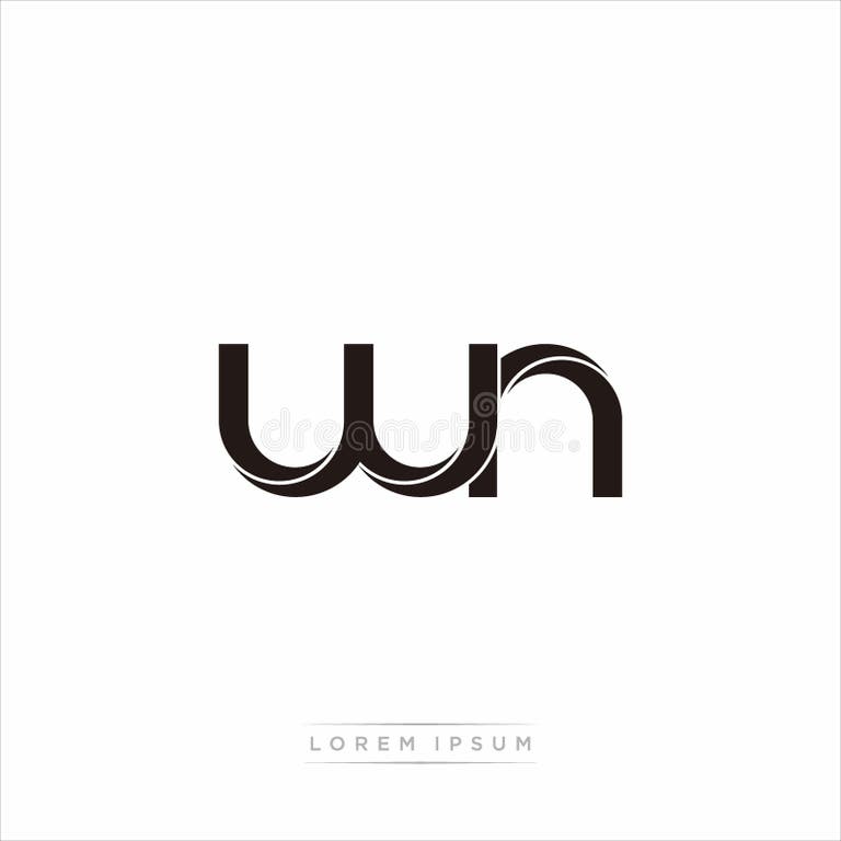 Wn Initial Letter Split Lowercase Modern Monogram Linked Outline ...