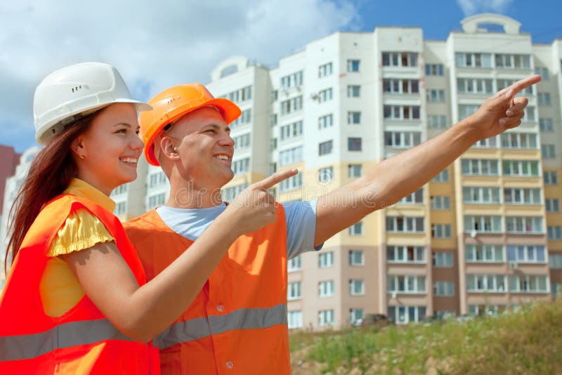 Wo Builders Works at Construction Site Stock Image - Image of architect ...