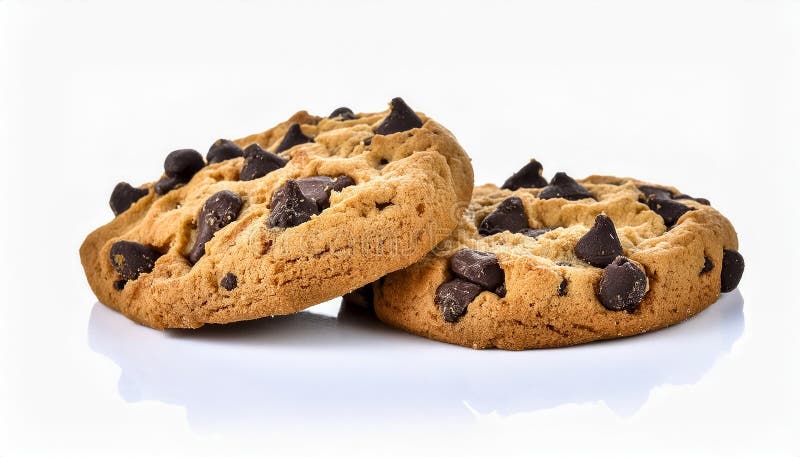 Two Chocolate Chip Cookies on White Background Stock Illustration ...