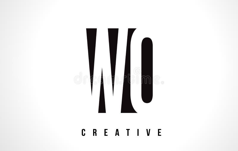 WO W O White Letter Logo Design with Black Square. Stock Vector ...