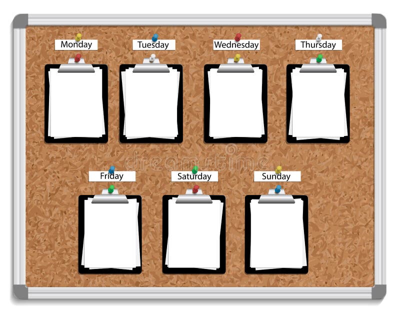 Wochenzeitplan vektor abbildung. Illustration von anschlagtafel - 33688641