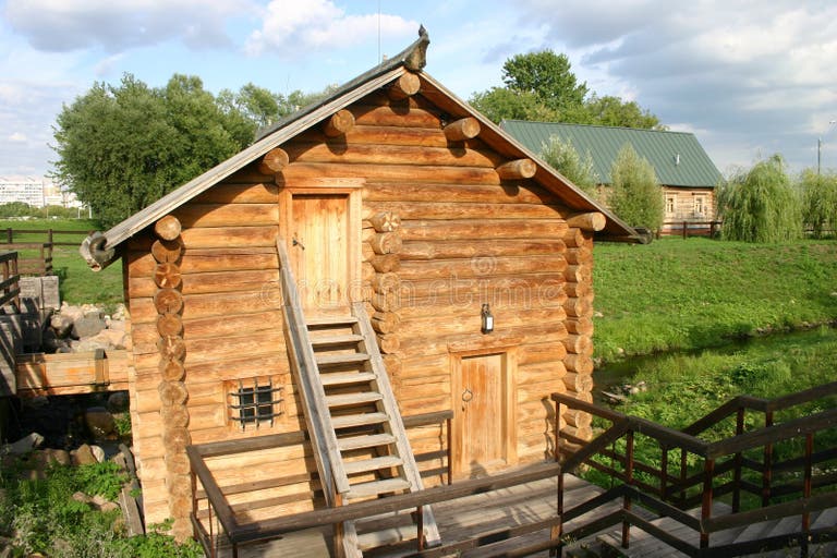 Woden house with a ladder stock photo. Image of framework - 22548932