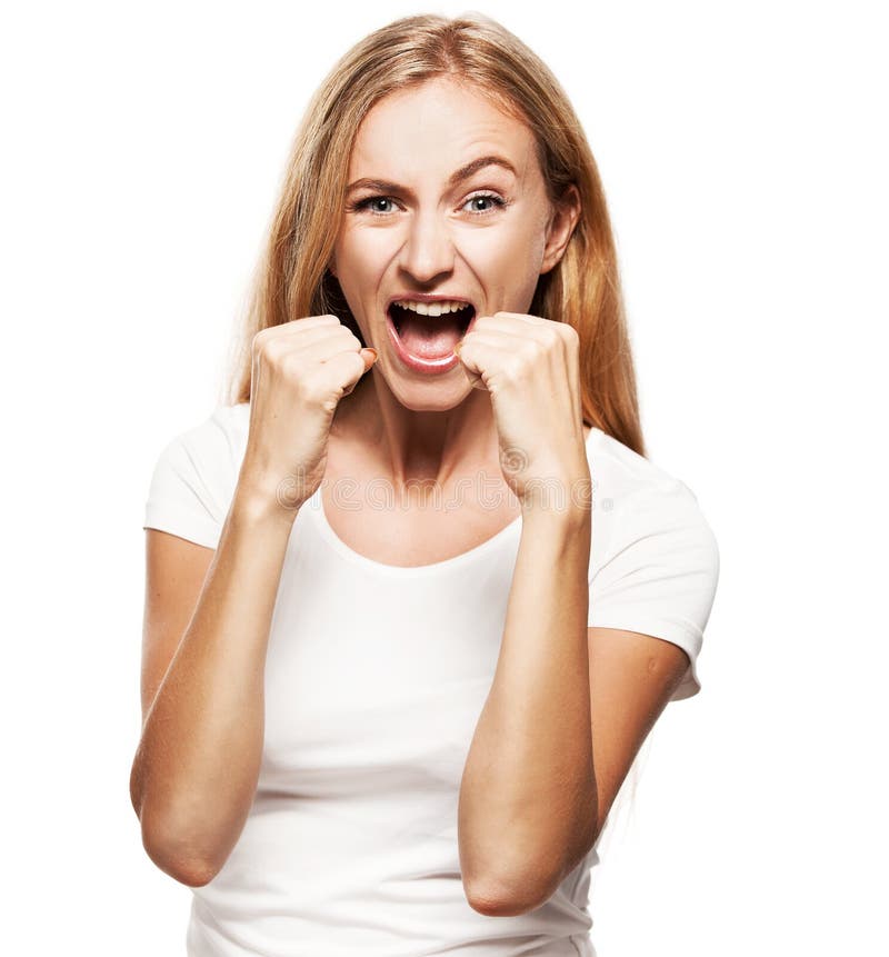 Woedende Vrouwelijke Werknemer Die Iemand Schoppen Stock Foto - Image ...