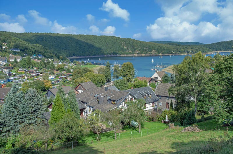 Rursee at Eifel National Park, Germany. Scenic View of Lake Rursee and ...