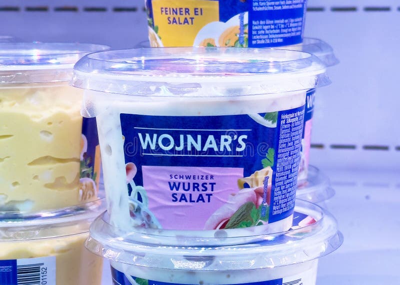 Wojnar S Schweizer Wurst Salat Packaging Display in Refrigerated Shelf ...
