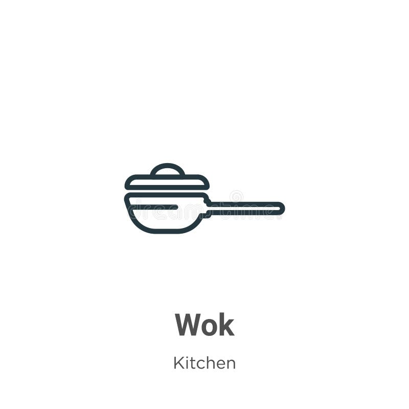 Wok Outline Vector Icon. Thin Line Black Wok Icon, Flat Vector Simple ...