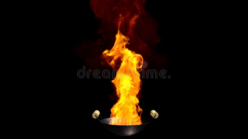 Wok overheated stock footage. Video of danger, burning - 48126956