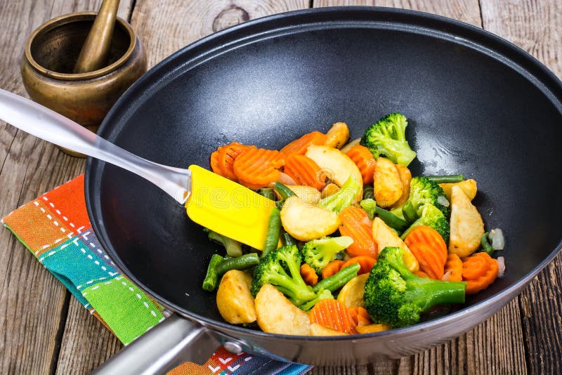 Wok with stewed vegetables stock photo. Image of beans - 85283610