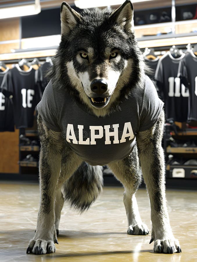 Wolf in Alpha T-Shirt stock illustration. Illustration of wildlife ...