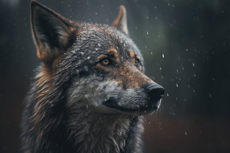 Wolf Animal in the Rain. Generative AI Stock Illustration ...