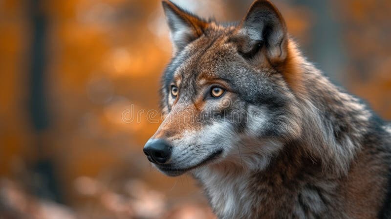 Wolf in Autumn Forest stock image. Image of majestic - 305820171