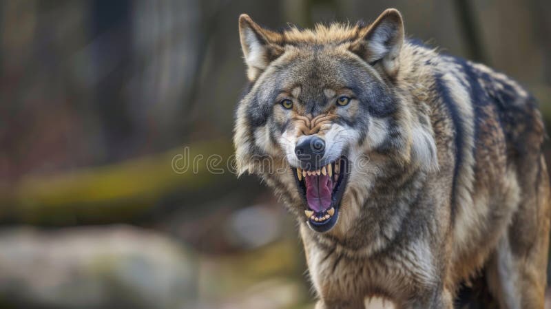 Wolf Baring Teeth in Aggression Stock Photo - Image of wolf, aggression ...
