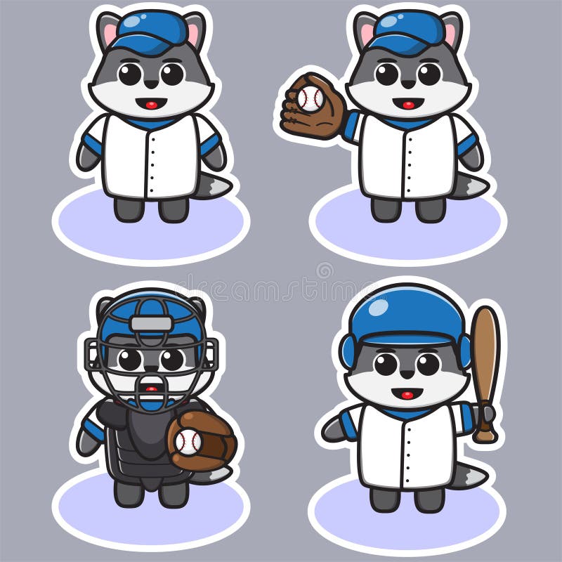 Vector Illustration of Cute Wolf Baseball Cartoon. Stock Vector ...