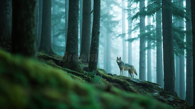 Wolf in a beautiful forest stock photo. Image of creature - 375767622