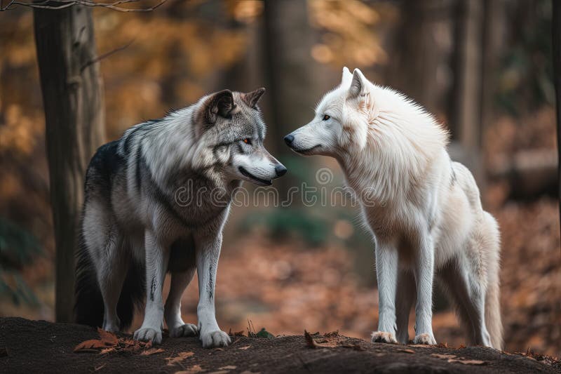 Wolf, Beautiful Natural Scene of Wild Animal in Forest. Generative AI ...