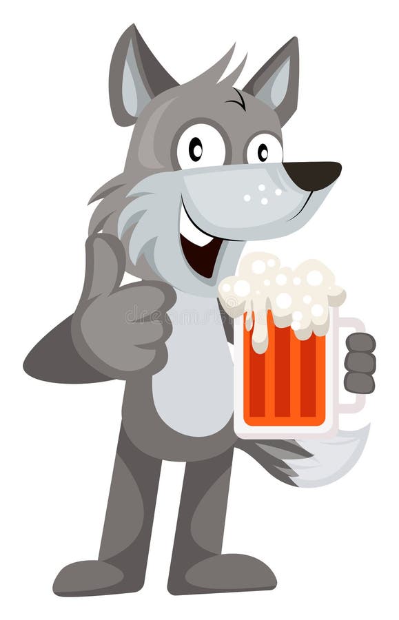 Wolf with Beer, Illustration, Vector Stock Vector - Illustration of ...