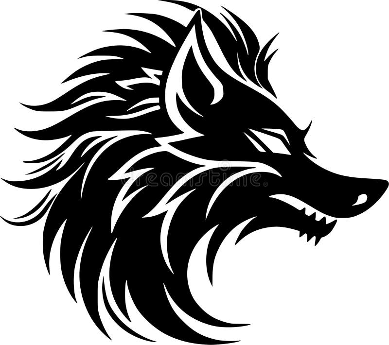 Wolf - Black and White Isolated Icon - Vector Illustration Stock ...