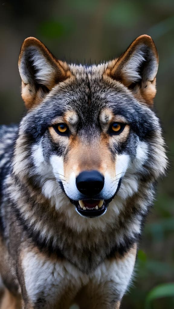 Close-Up of a Brown-Grey Wolf from the Front Stock Illustration ...