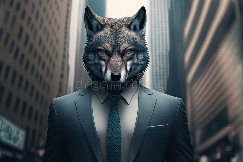 Wolf in a City Dressed in Suit Made with Generative AI. Stock ...