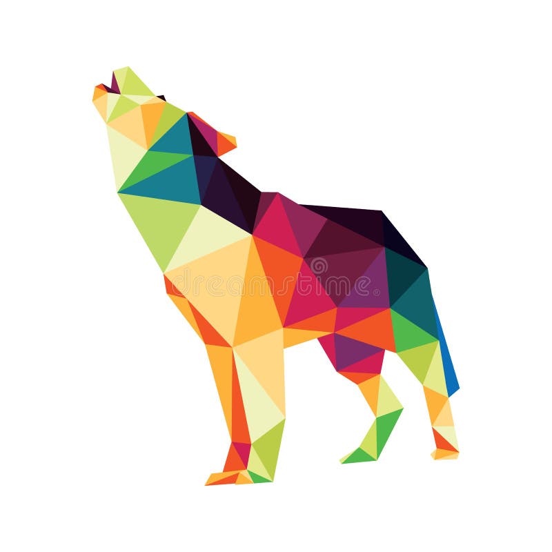 Colorful Wolf Polygonal Low Poly Logo Icon Stock Vector - Illustration ...