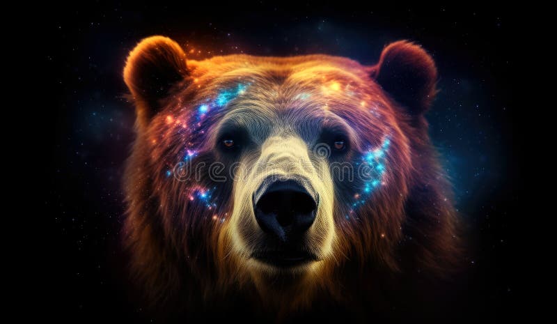 Bear in Cosmic Space. Gnerative Ai. Stock Illustration - Illustration ...